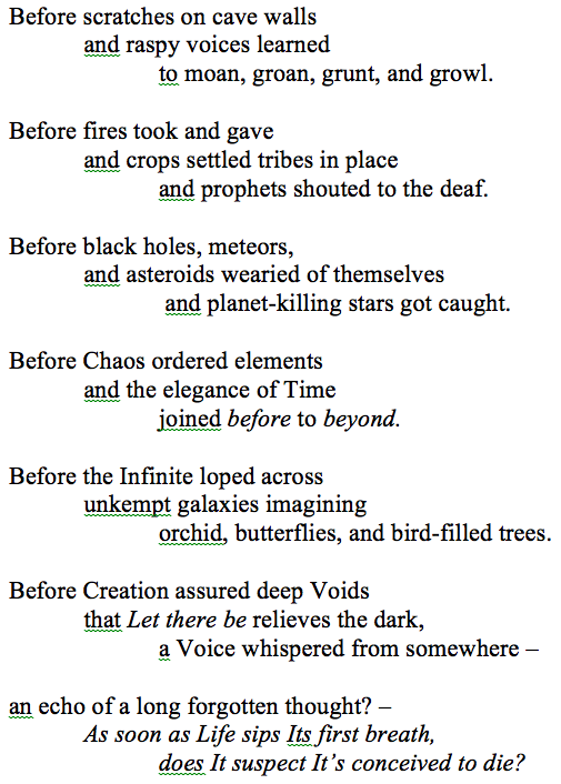 Before the Beginning – a poem by Carolyn Martin – Amethyst Review