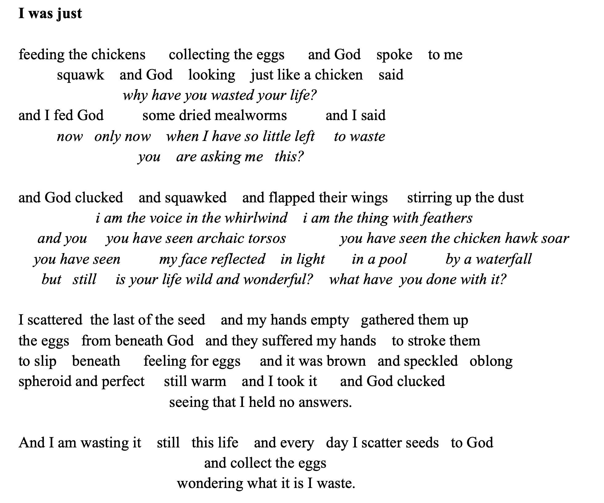 I was just – a poem by David Banach – Amethyst Review